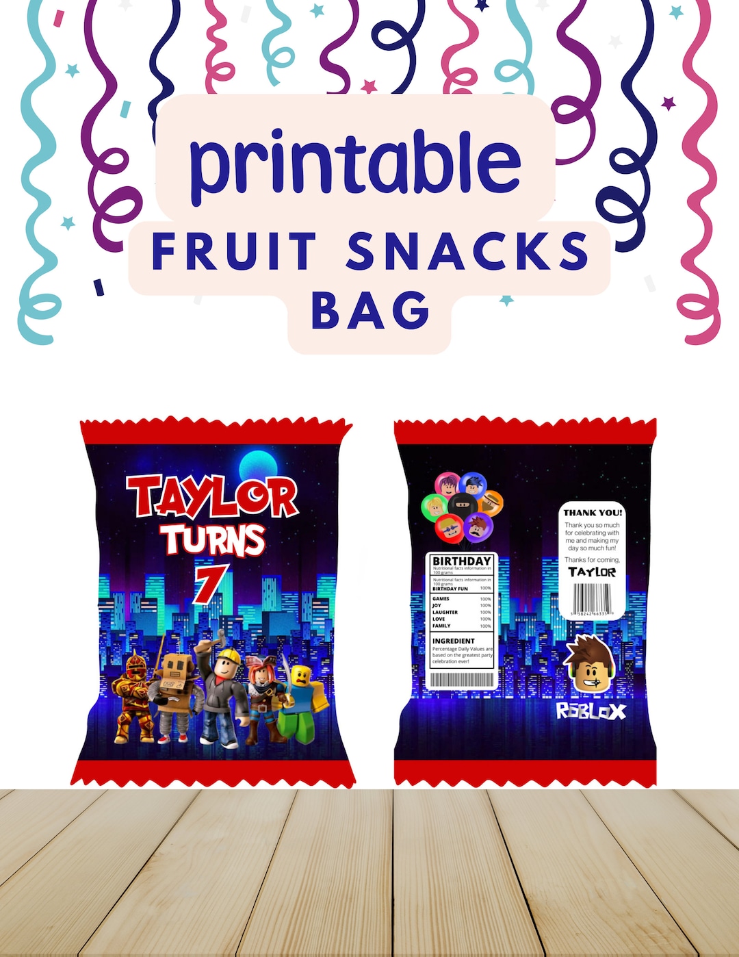 Roblox Fruit Snacks Bag Template, Free Customize, Printable File ...