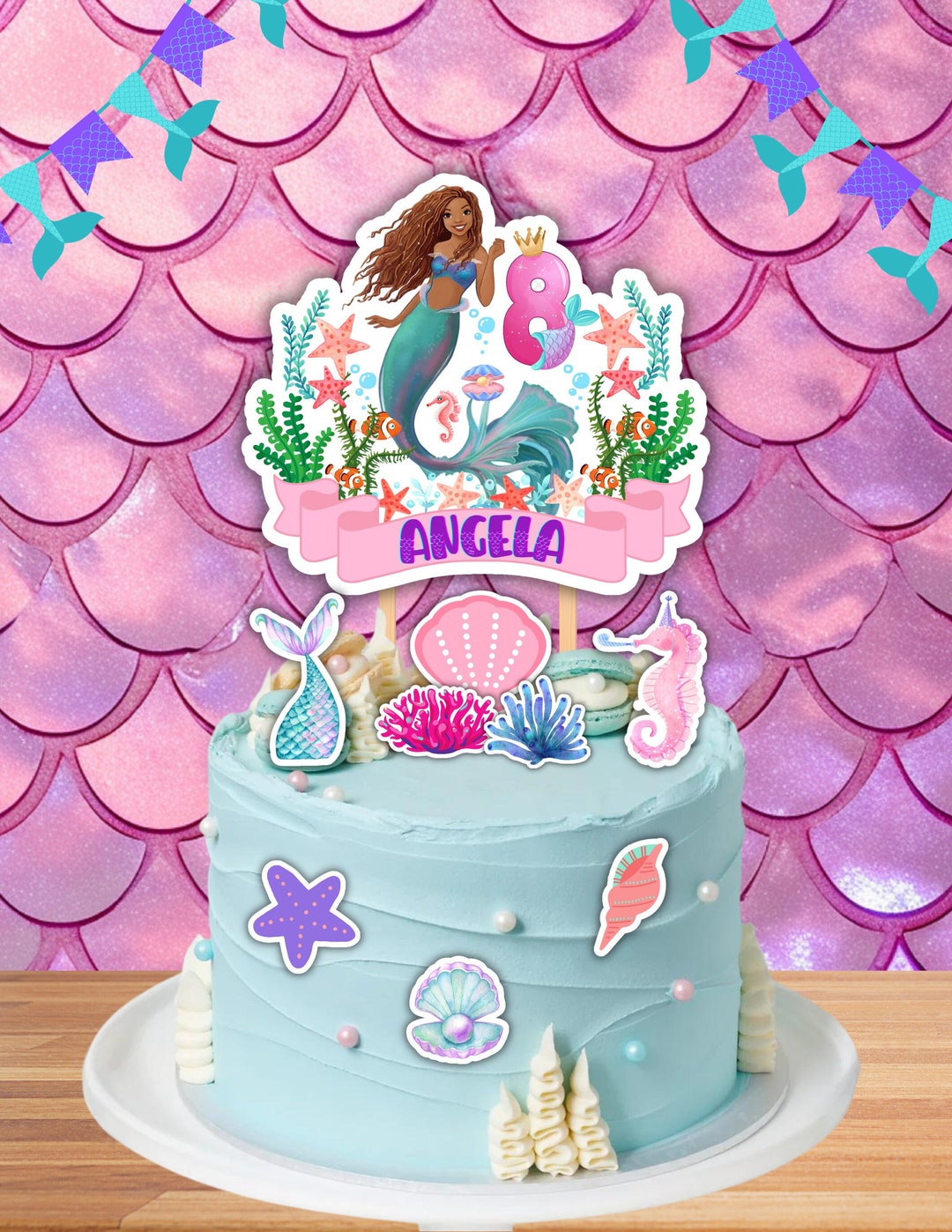 Mermaid Cake Topper, Free Customize, Digital Files, Printable - Etsy