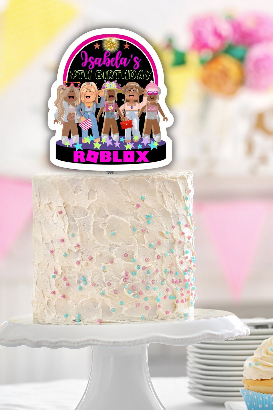 Roblox Girl Cake Topper, Roblox Cake Topper, Free Customize, Digital ...