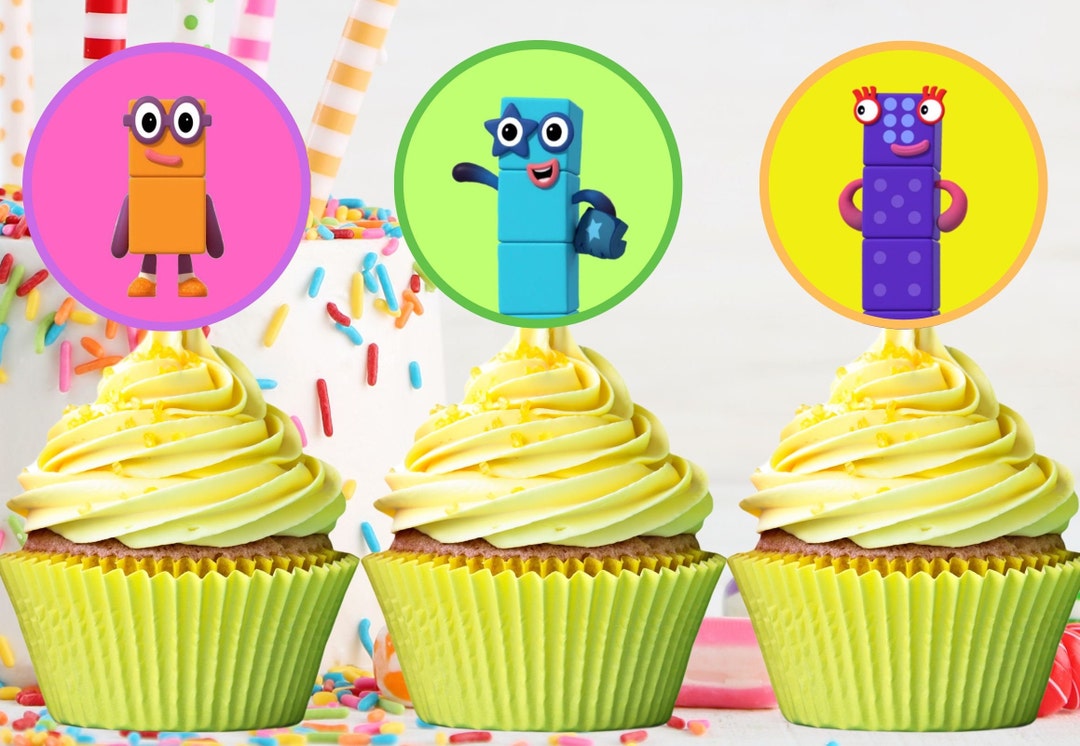 Number Blocks Cupcake Toppers: 12 Printable Birthday Party Decorations ...