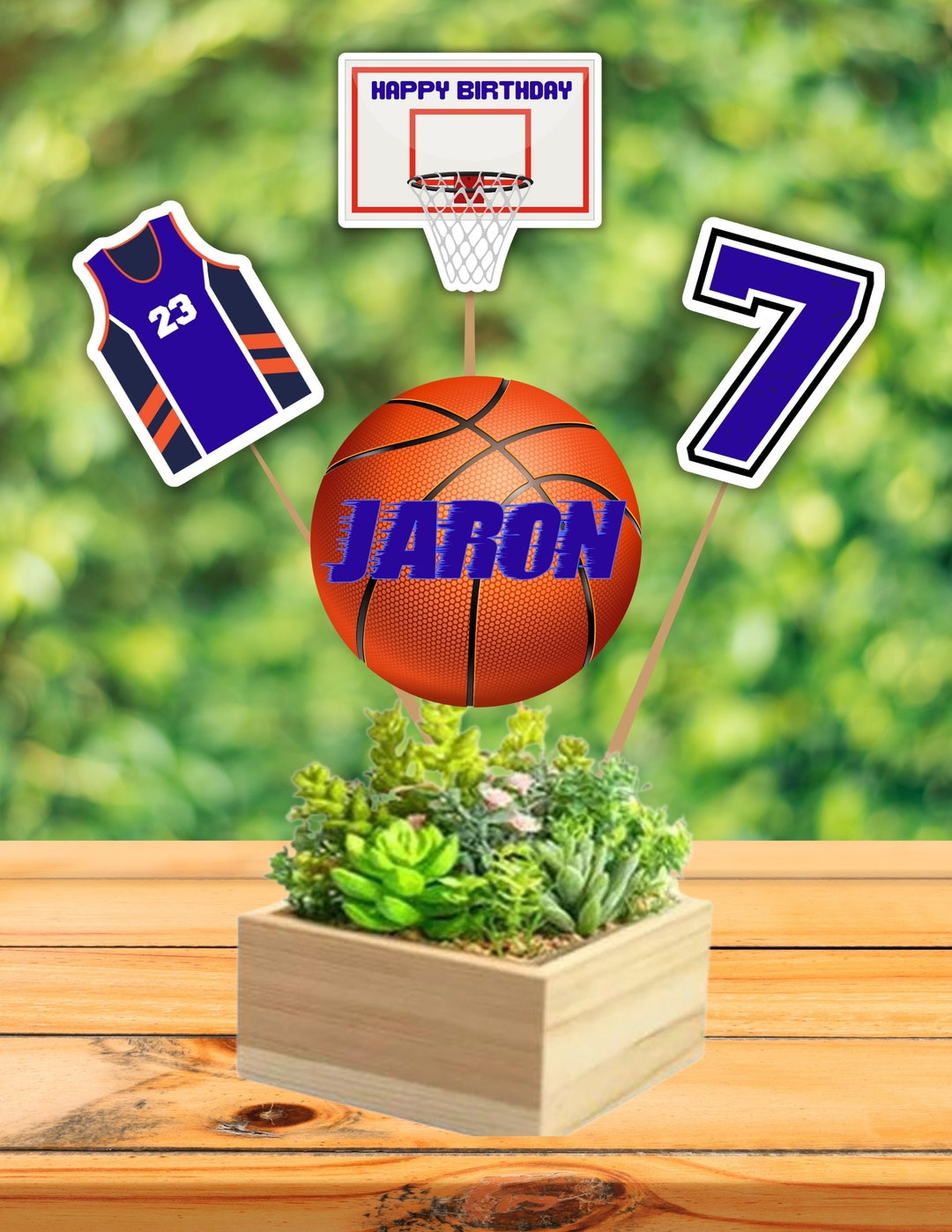 Basketball Table Centerpieces, Printable, Free Customization, Digital ...