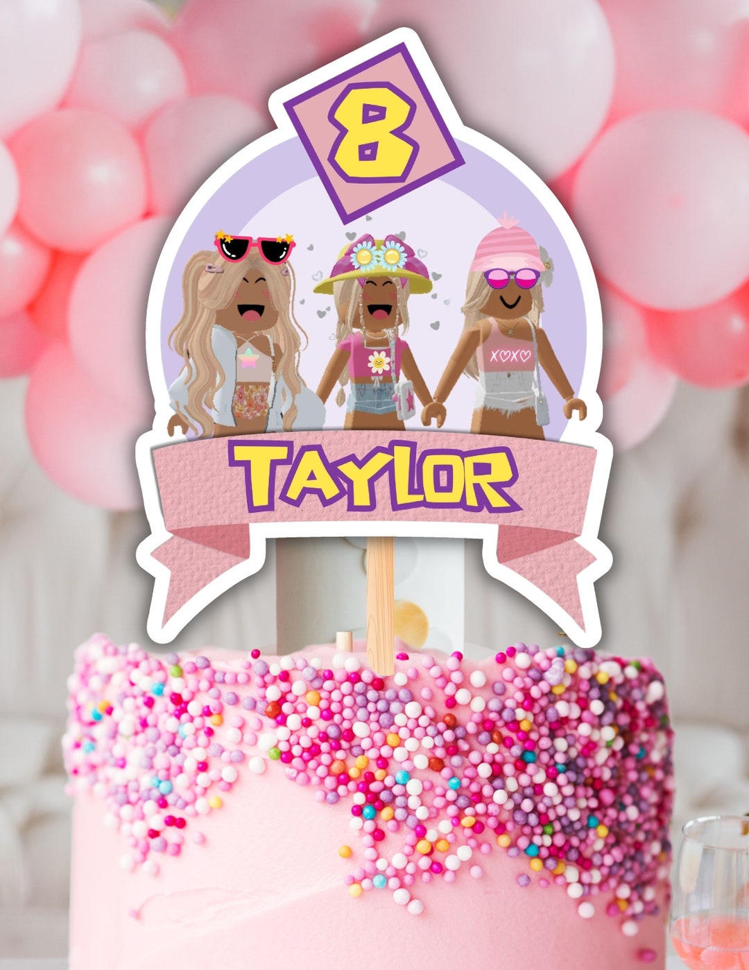 Roblox Girl Cake Topper, Roblox Cake Topper, Free Customize, Custom ...
