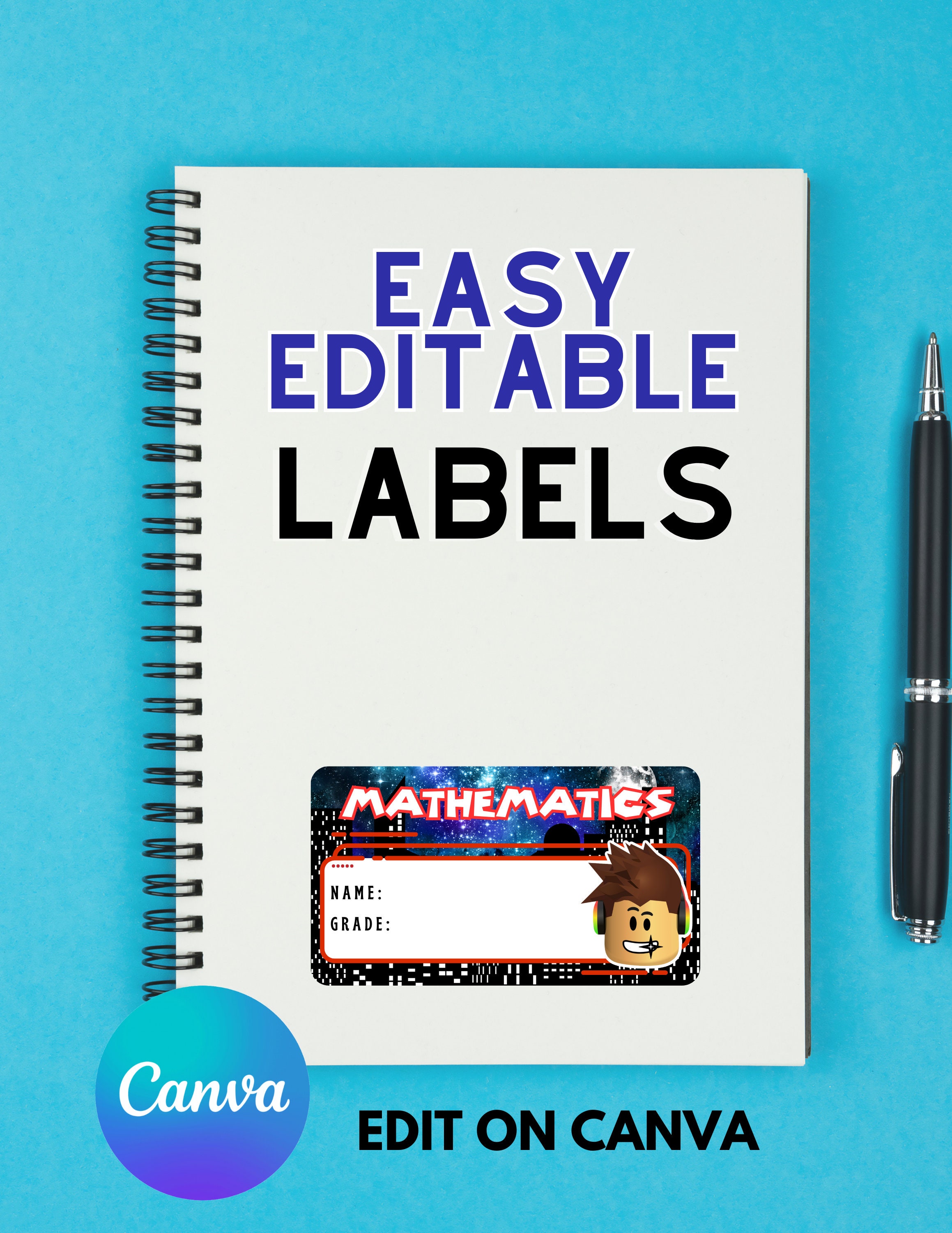 Editable Notebook Label Template, Subject Labels, Printable, Instant ...