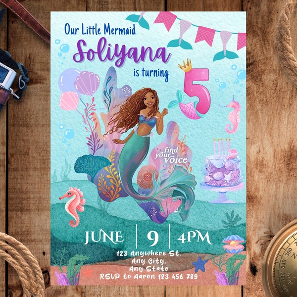 Little Mermaid Birthday Invitation Printable - Etsy