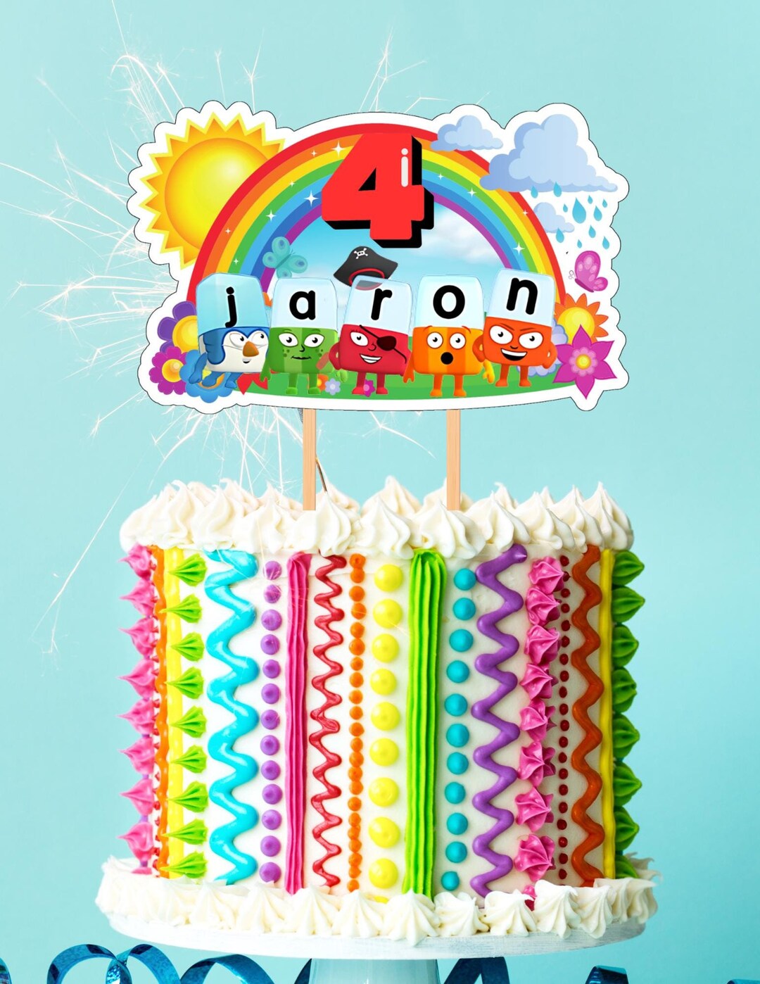 Alpha Blocks Cake Topper, Free Customize, Custom Digital Cake Topper ...