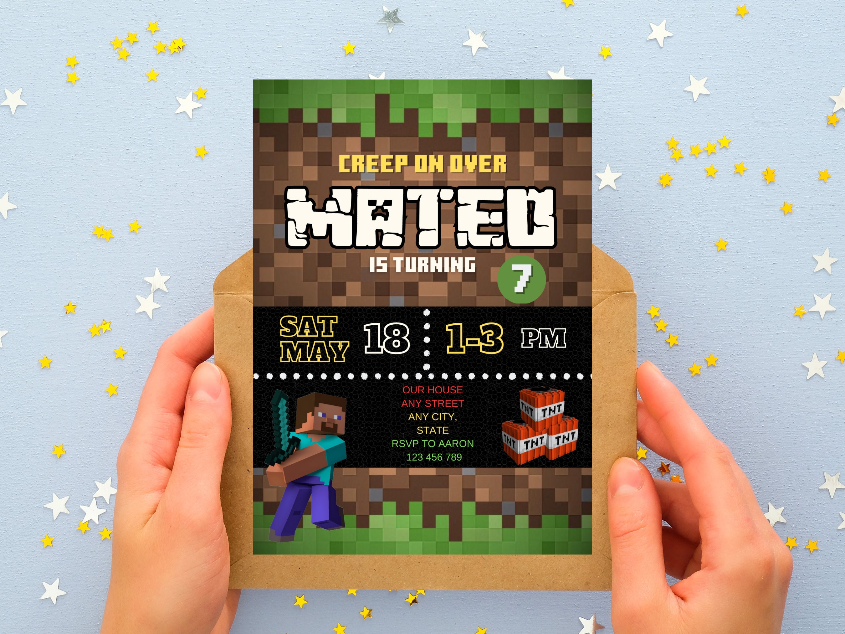 Minecraft Diy Printable Invitation