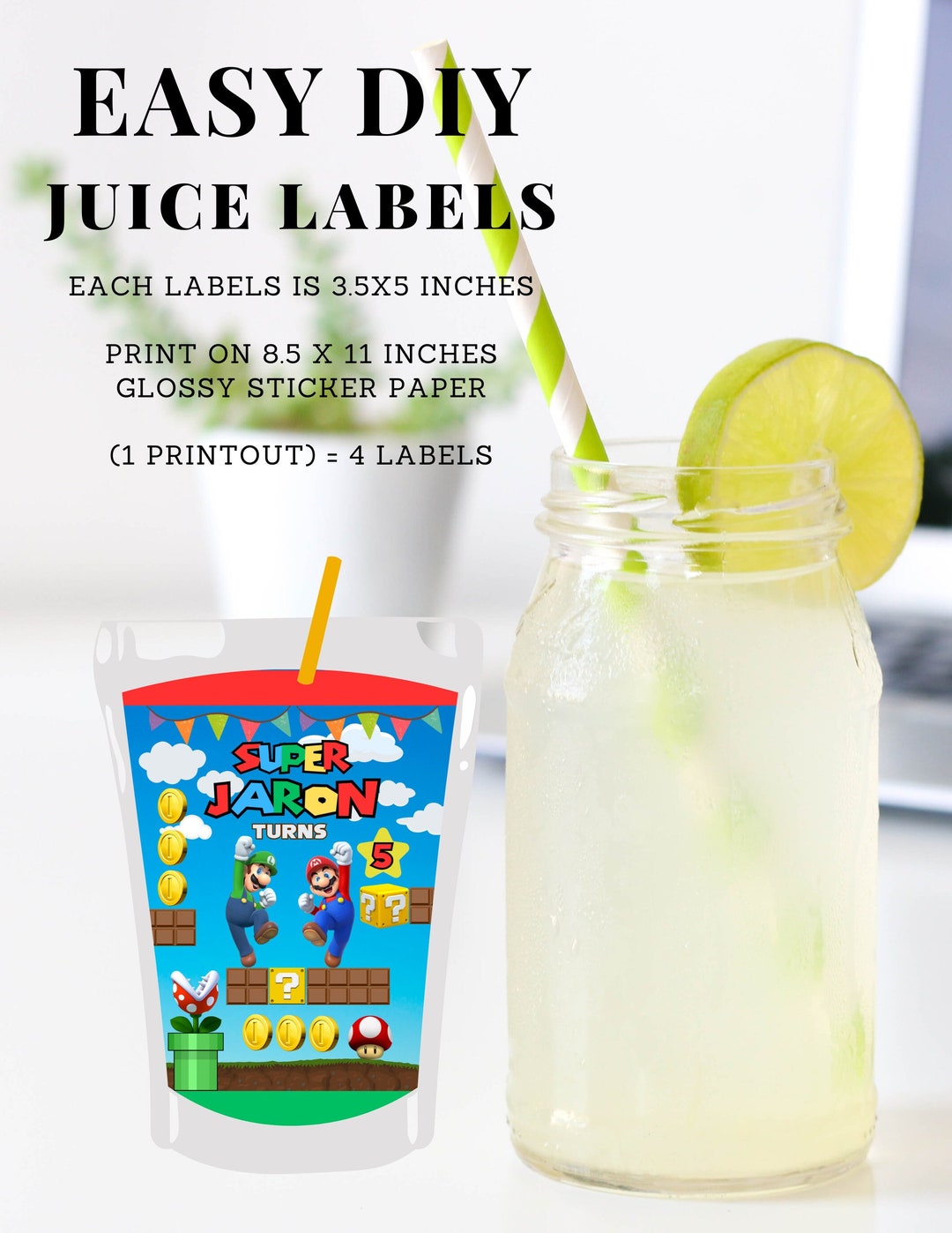 Juice Label, Free Customize, Printable File, Digital Download Only - Etsy