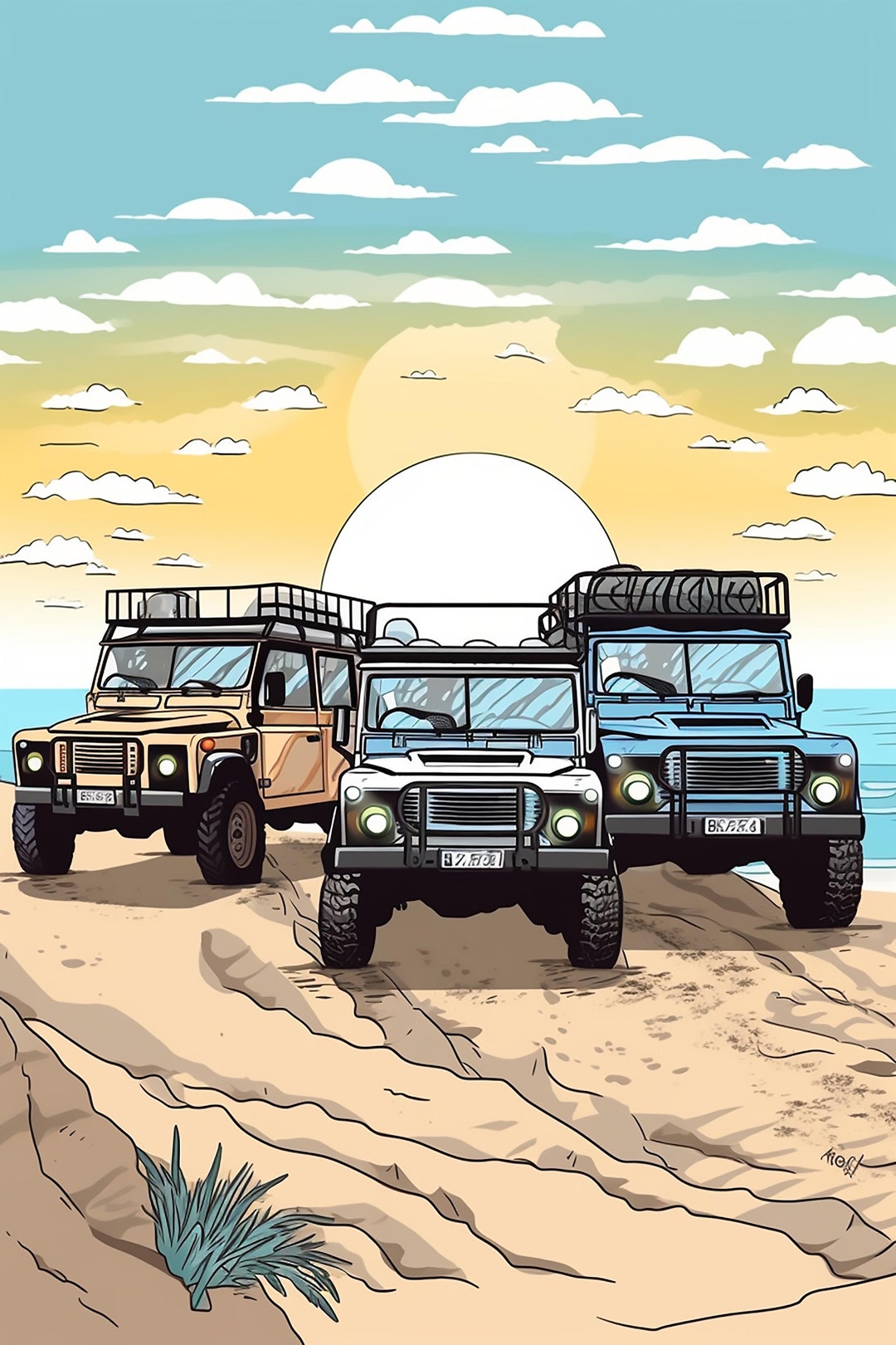 Land Rover Defender - off Road Poster - Color Illustration - Home Decor ...
