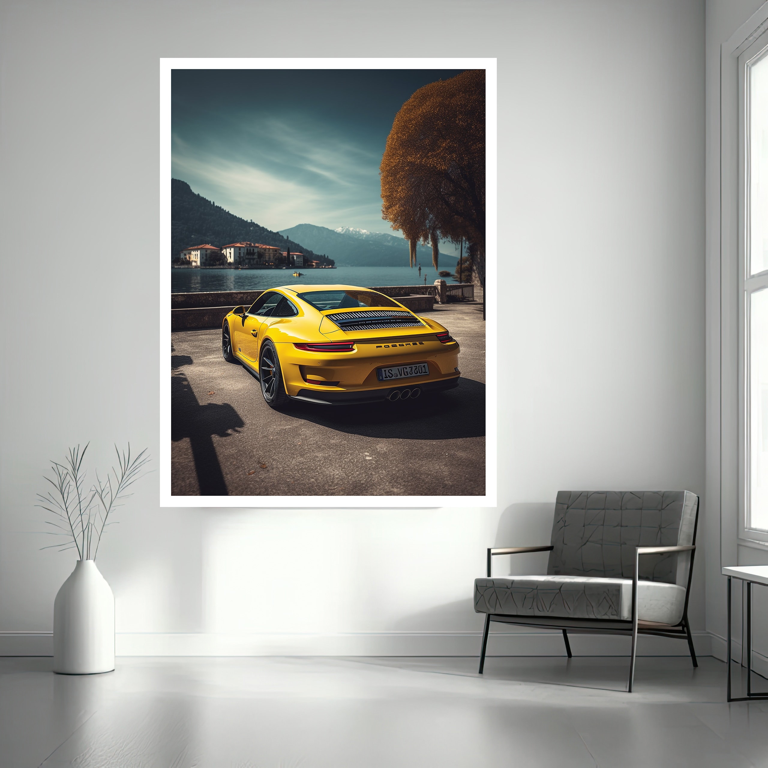 Porsche Poster Porsche 911 Porschel Art Lake Como Painting Digital Art ...