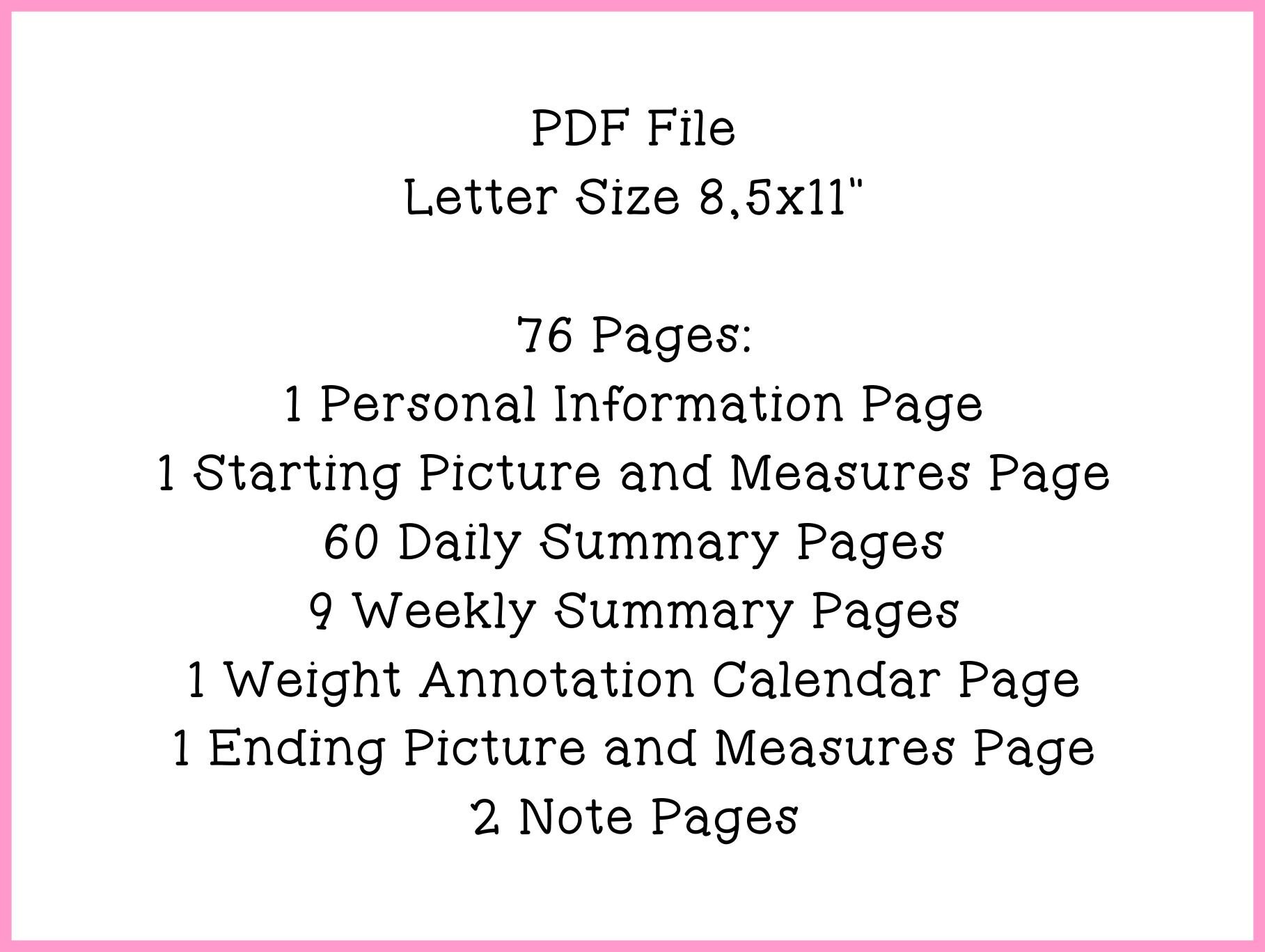 Weight Loss Tracker 60 Days Weight Loss Planner Printable Journal ...