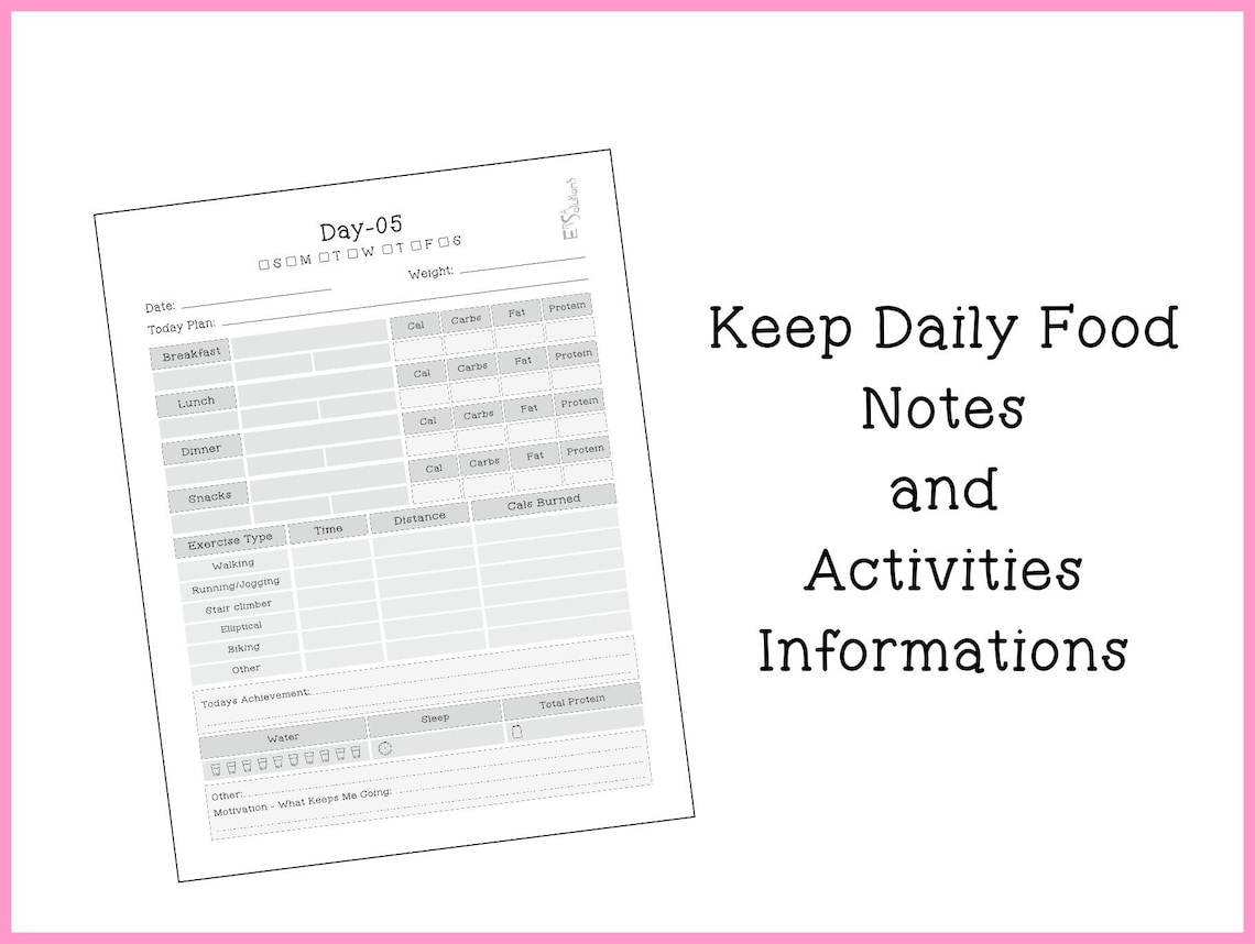 Weight Loss Tracker 60 Days Weight Loss Planner Printable Journal ...