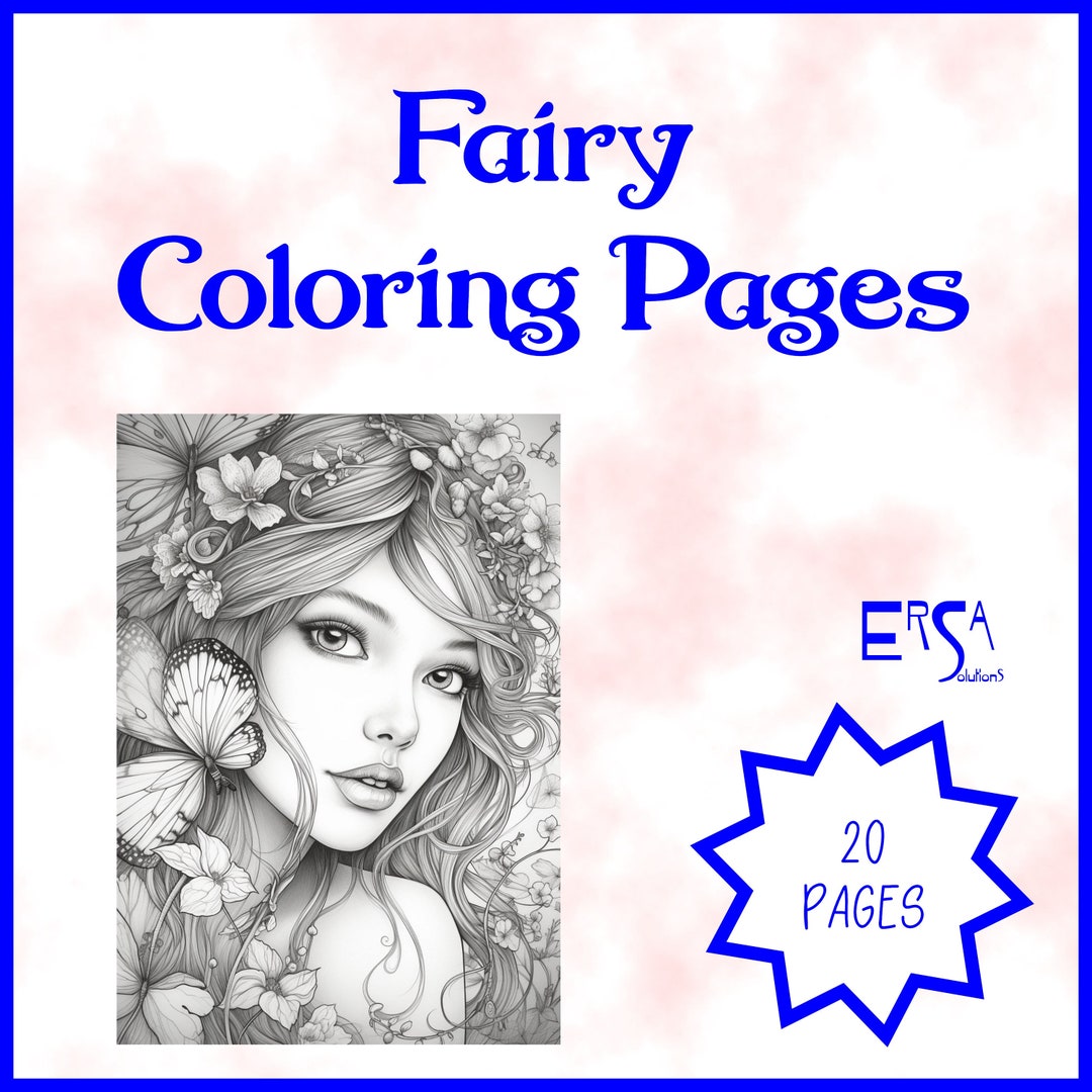 Fairies Coloring Book - Fairy Printable Pages - Grayscale Coloring ...