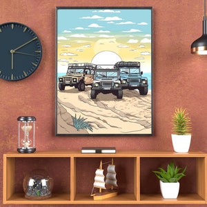 Land Rover Defender - off Road Poster - Color Illustration - Home Decor ...