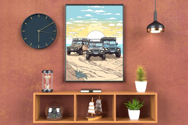 Land Rover Defender - off Road Poster - Color Illustration - Home Decor ...