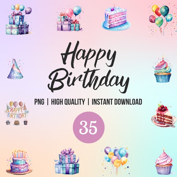 Birthday Clipart - Etsy