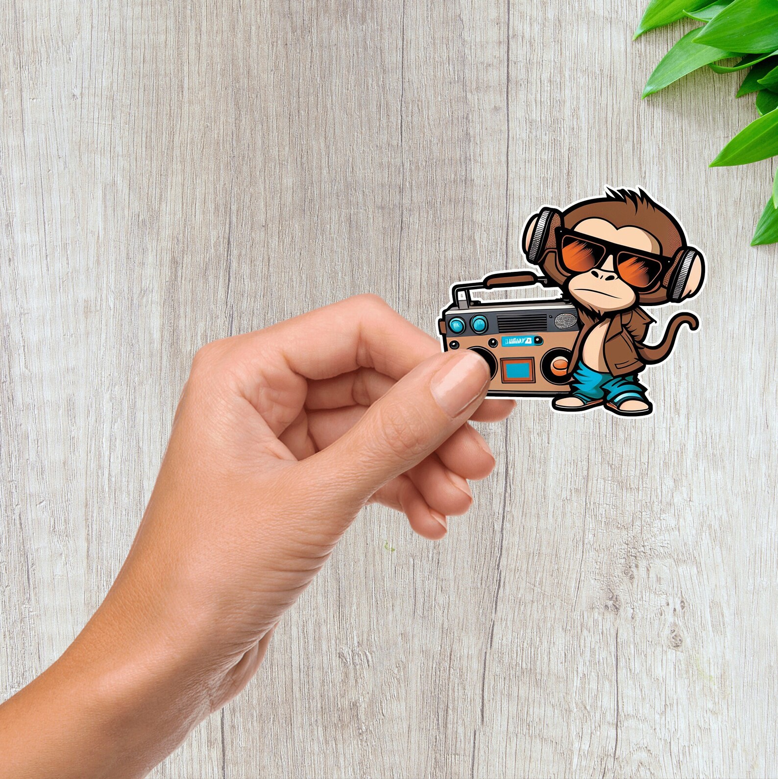 Monkey Sticker With Boombox and Sunglasses Fun Vinyl Decal for Laptops ...