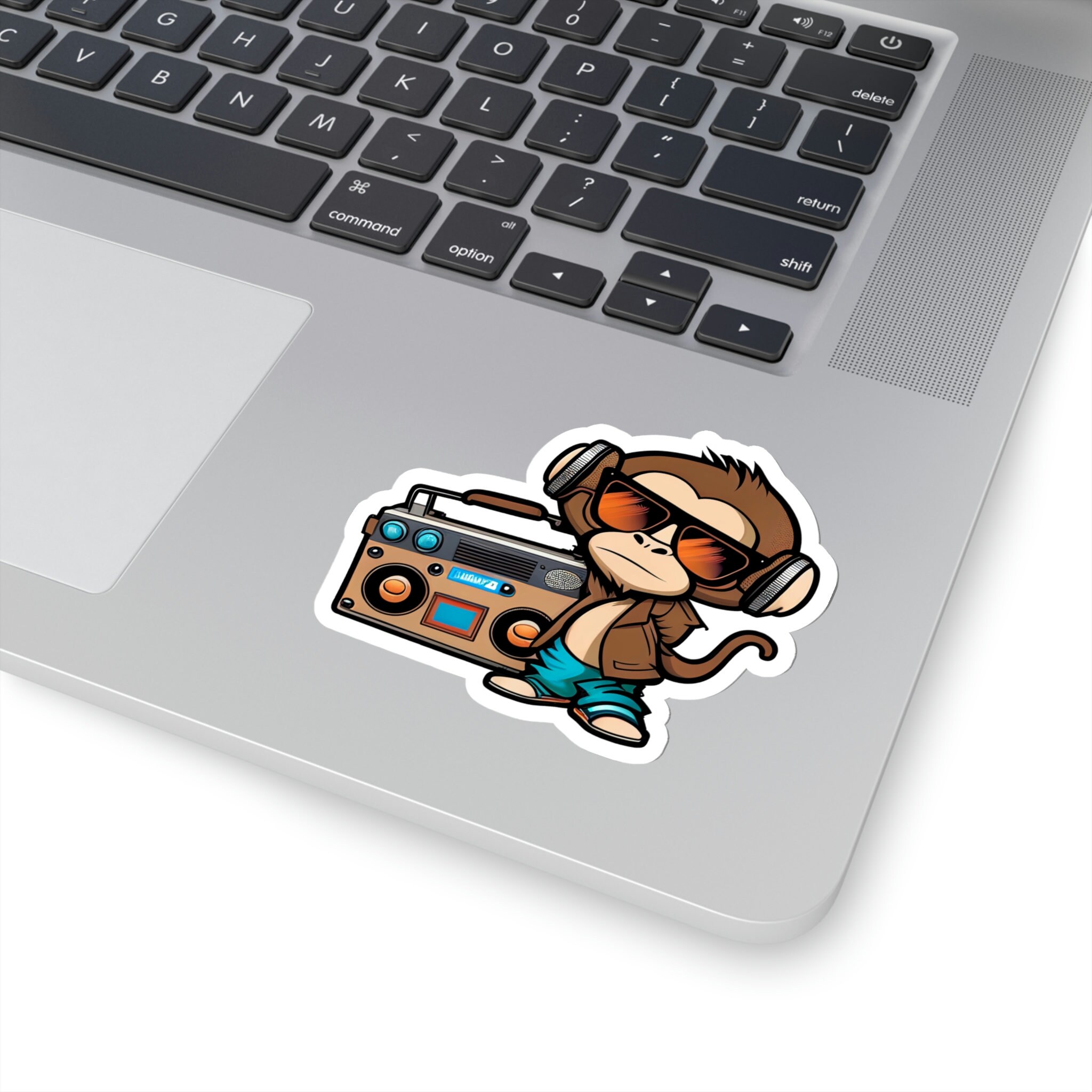 Monkey Sticker With Boombox and Sunglasses Fun Vinyl Decal for Laptops ...
