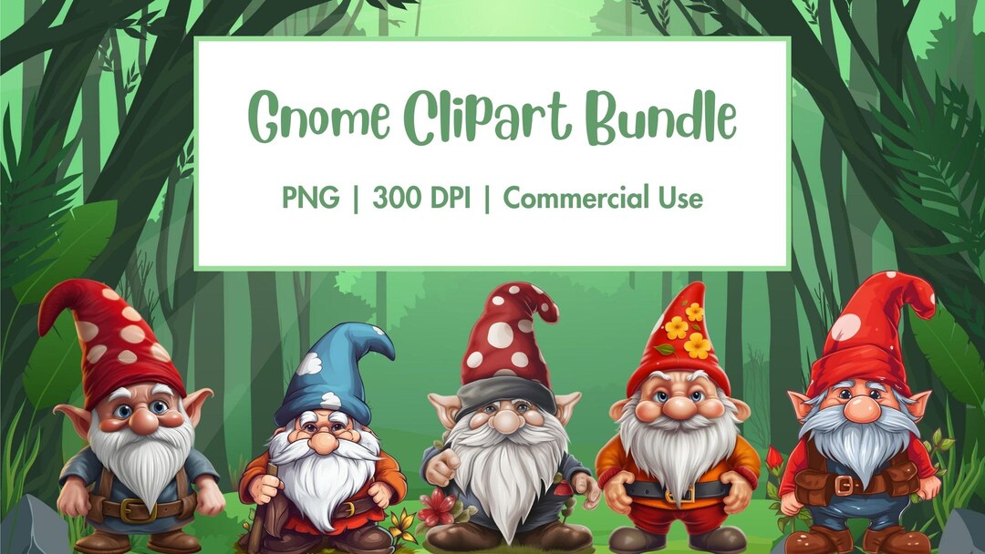 Gnome Clipart Gnome Clipart Bundle, Gnome SVG, Gnome PNG, Watercolor ...