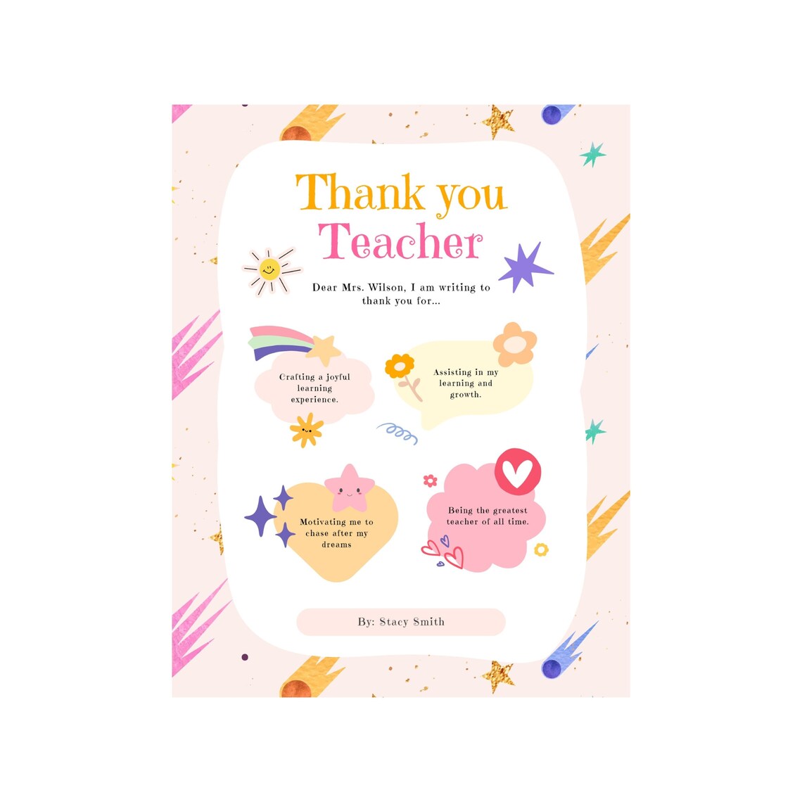 Personalised Teacher Thank You Letter, School and Teacher Thank You ...
