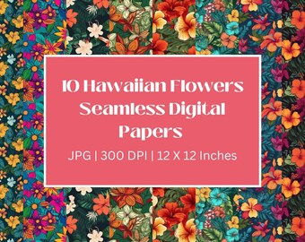 Hibiscus Scrapbook Paper, Hawaiian Flowers Digital Paper, Seamless ...