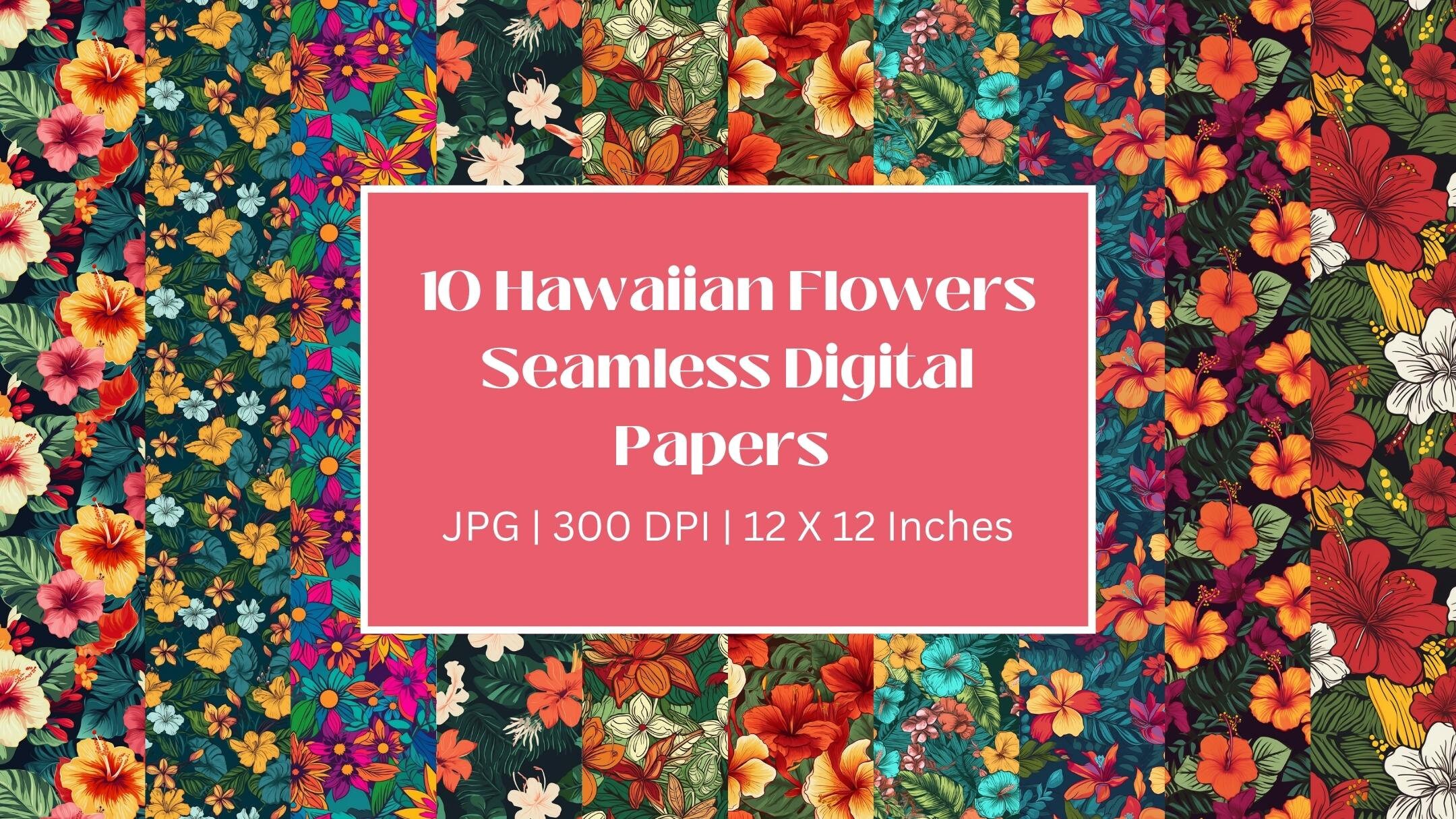 Hawaiian Flowers Digital Paper Instant Download - Etsy