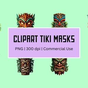 Hawaiian Tiki Clipart Tropical Clipart, Tiki Mask, Tiki PNG, Instant ...