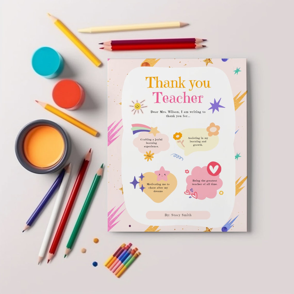 Personalised Teacher Thank You Letter, School and Teacher Thank You ...