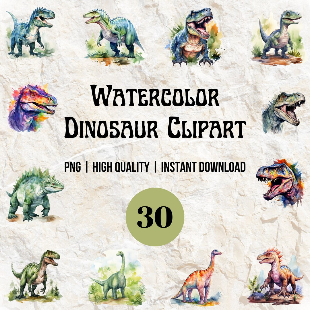 Watercolor Dinosaur Clipart, Dinosaur Clipart, Nursery Clipart, PNG ...