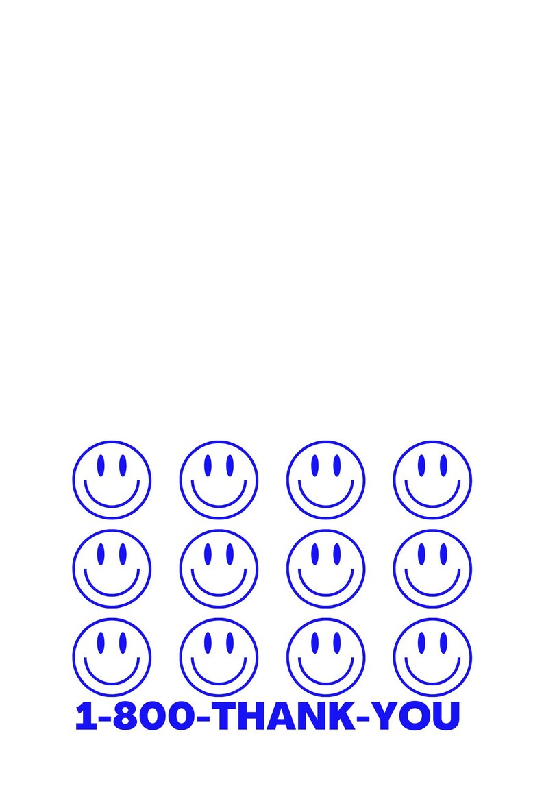 Blue Art Print, Thank You Card, Smiley Face Card, Retro Card, Greeting ...