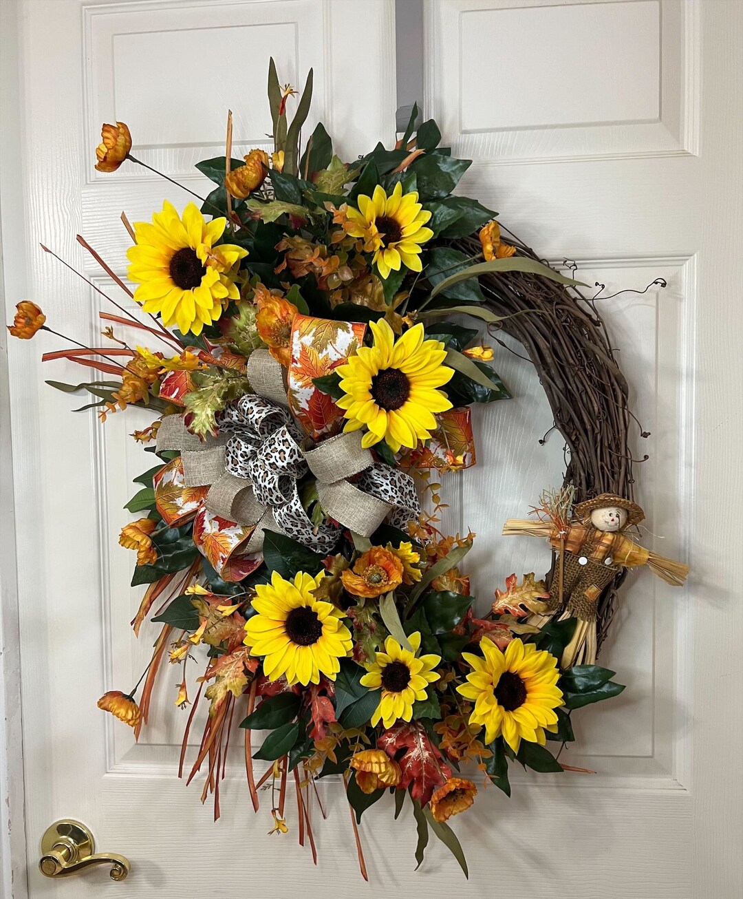 Fall Oval Grapevine Wreath Rustic Fall Wreath Fall Sunflower - Etsy