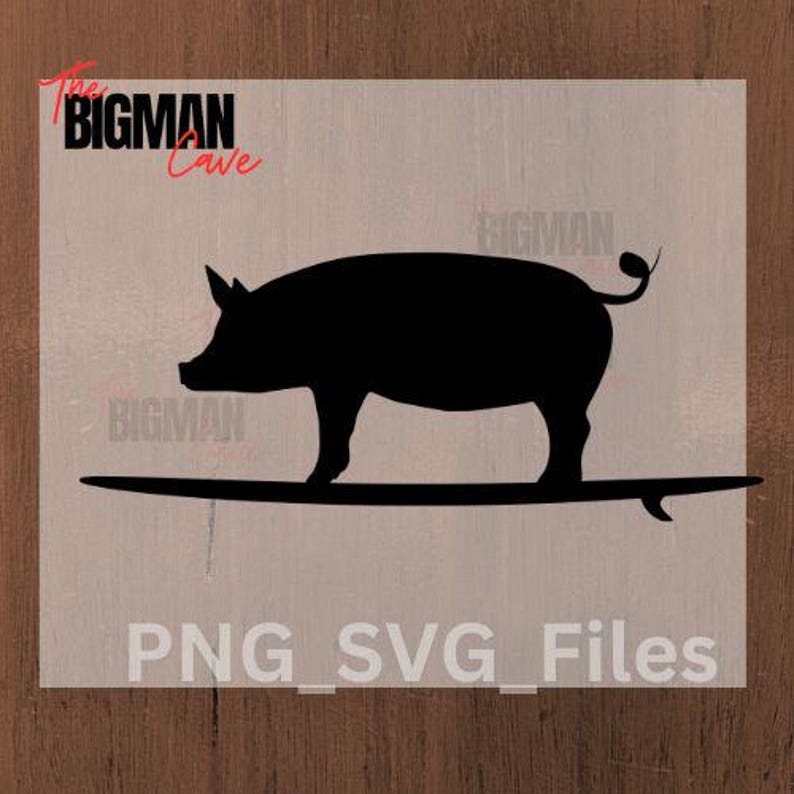 Pig on Surfboard Silhouette PNG SVG Files Cut Files Surfing Pig Decal ...