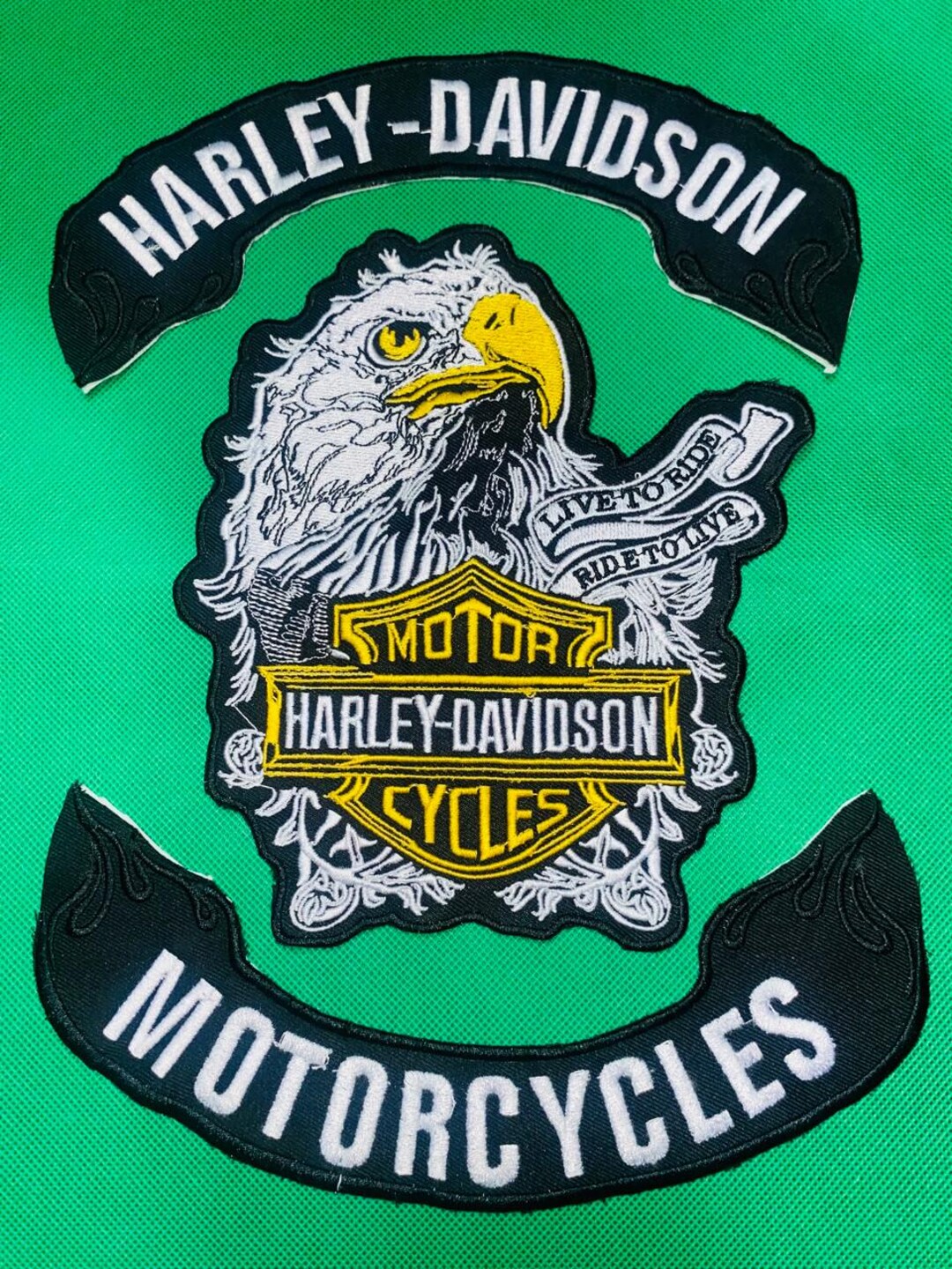 Harley Davidson Set of 3 Eagle Patches Embroidered Motorcycle Patches ...