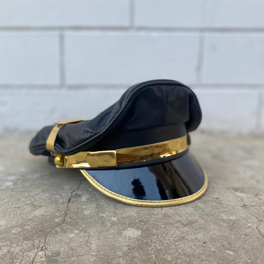 Real Leather Miltaria Army Muir Cap Handmade Dark Brown Genuine Leather ...