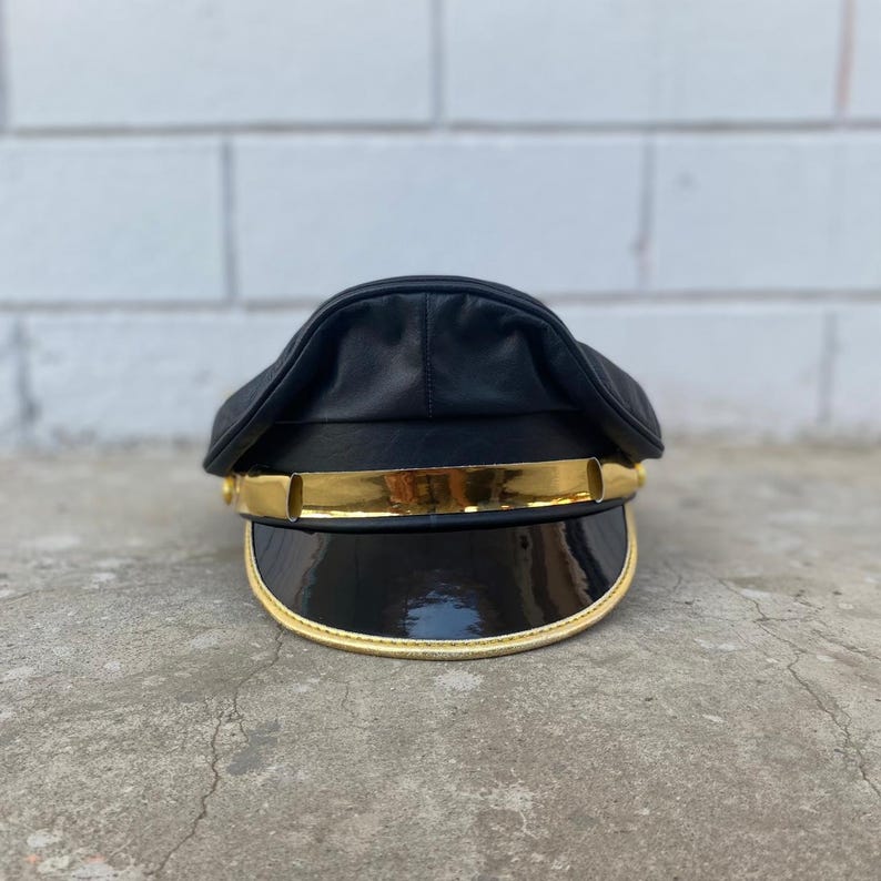 Real Leather Miltaria Army Muir Cap Handmade Dark Brown Genuine Leather ...