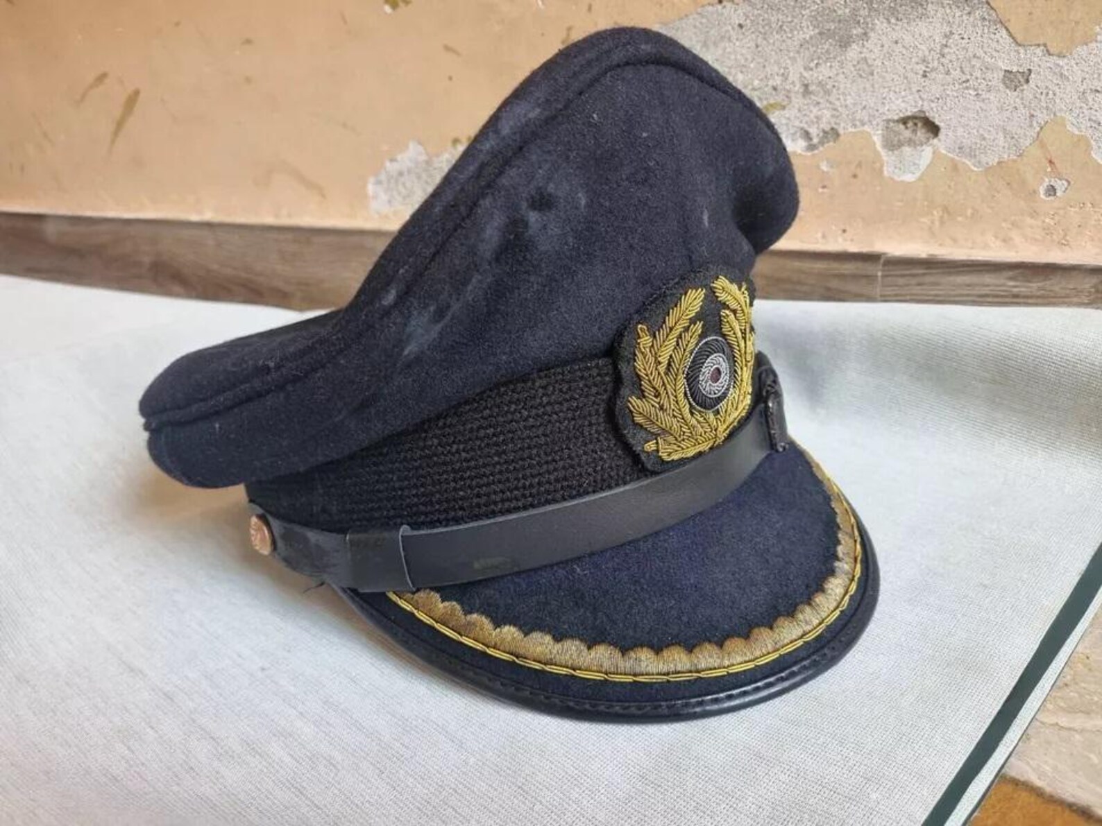 Handmade WW2 Replica Navy Officer Visor Cap Vintage Military Hat ...