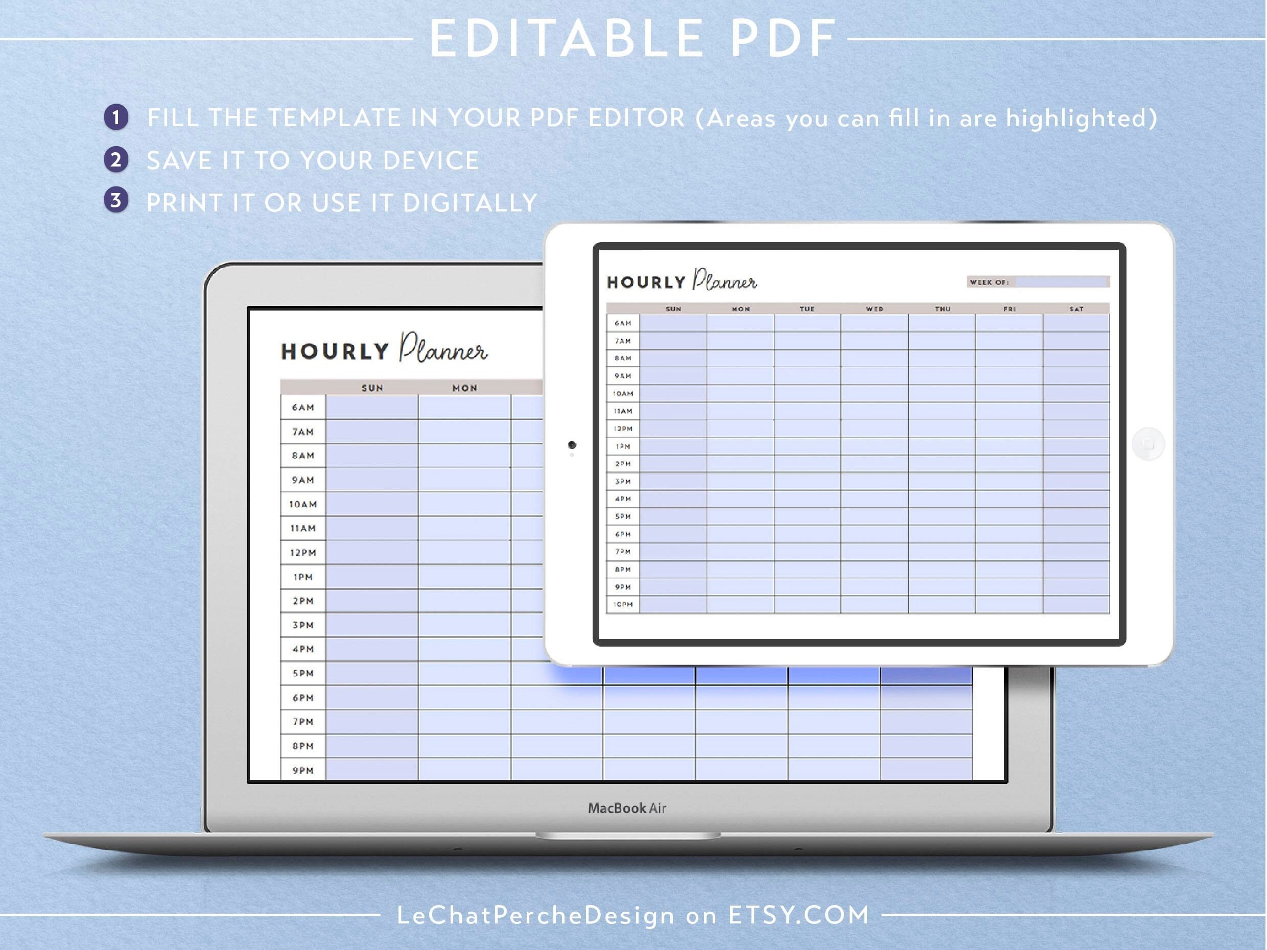 Hourly Planner, Timetable, Minimalist Functional Daily Schedule ...