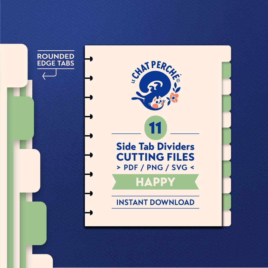 11 Side Tab Dividers for CLASSIC HAPPY Size Disc Bound Planner, Die ...