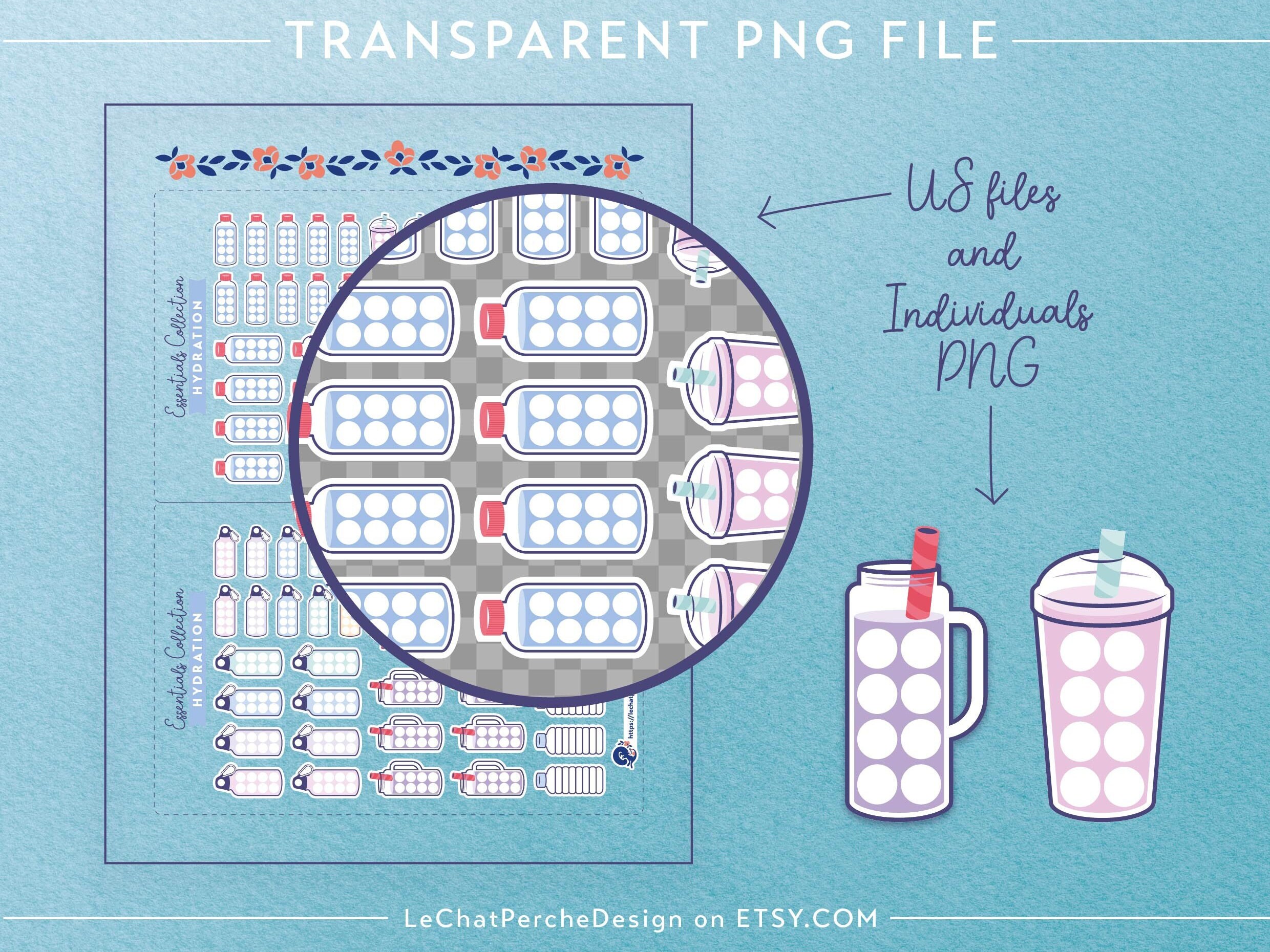 Water Tracker Stickers Bundle Printable Print and Cut Stay - Etsy