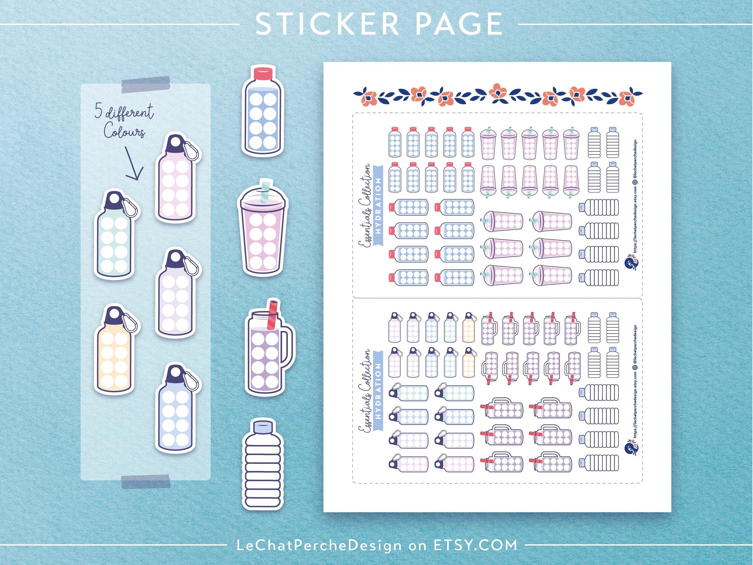 Water Tracker Stickers Bundle Printable Print and Cut Stay - Etsy