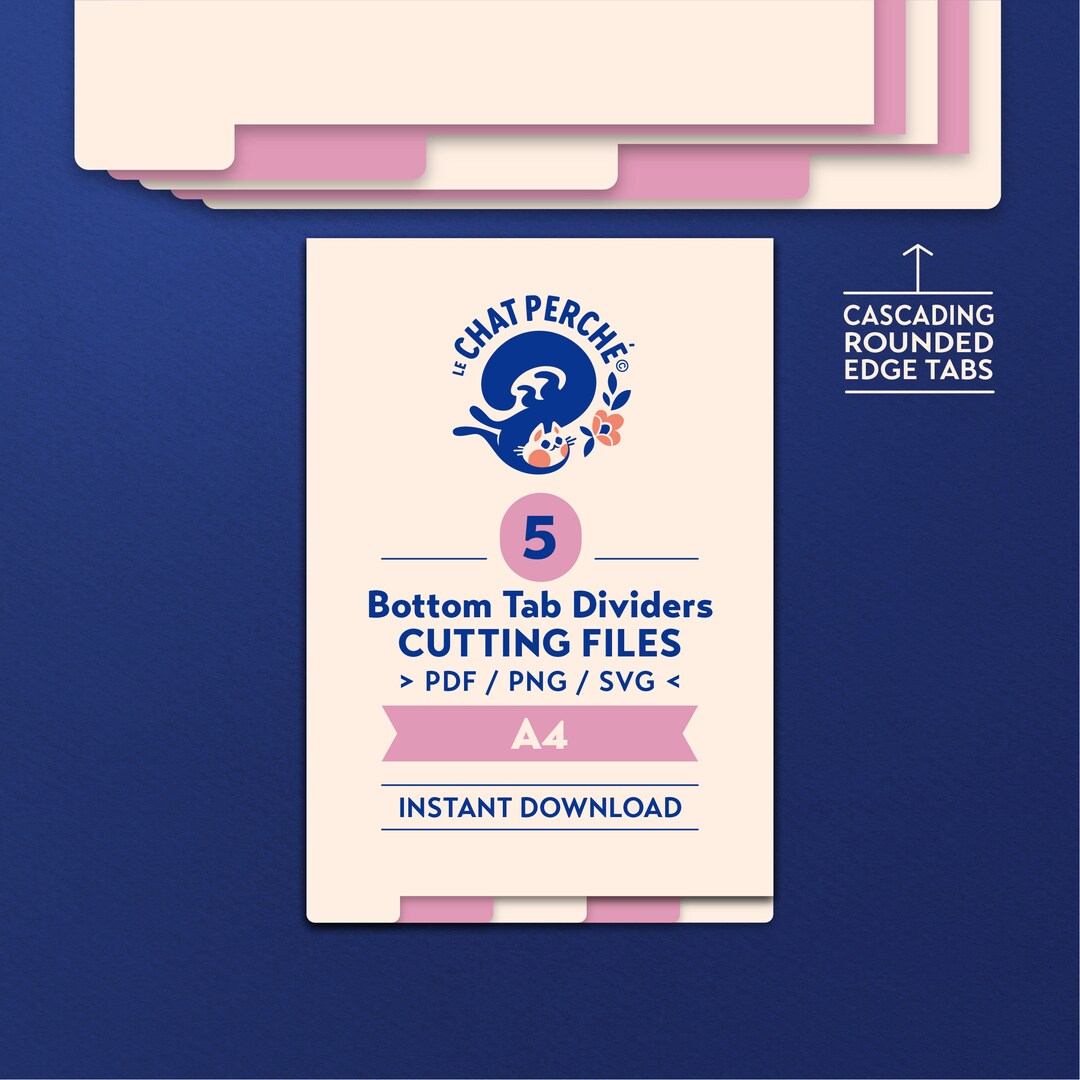 05 Bottom Tab Dividers for A4 Size Planner, Die Cutting Files Set Pdf ...