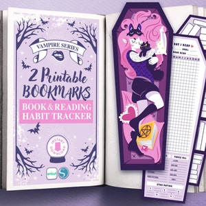 Vampire-themed Printable BOOKMARK, PNG File, Cute Creative Double-sided ...