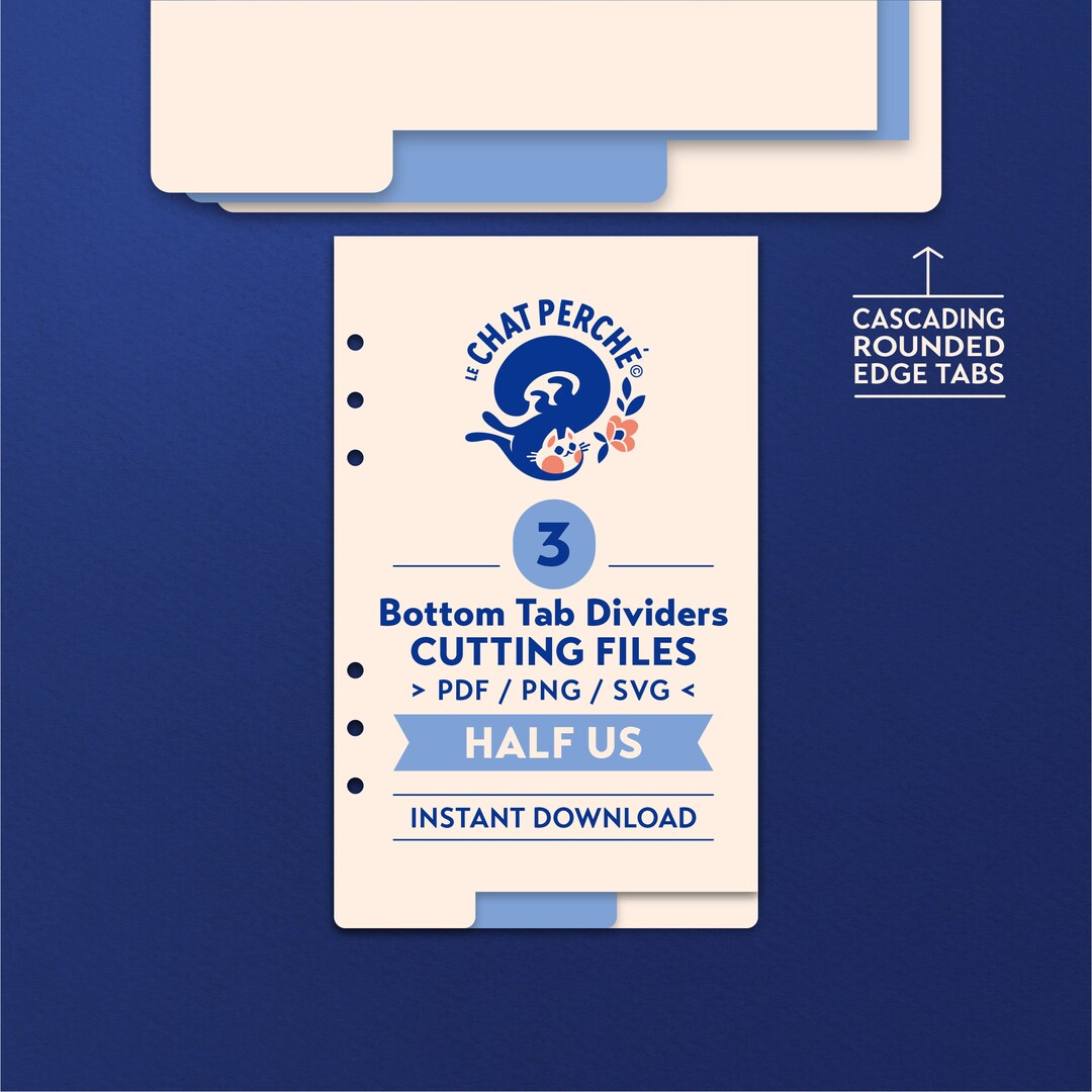 03 Bottom Tab Dividers for HALF LETTER Size Planner, Die Cutting Files ...