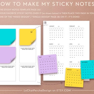 Sticky Notes Perpetual MONTHLY CALENDAR Printable, 3 X 3, Desk Calendar ...