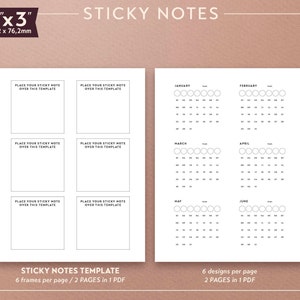 Sticky Notes Perpetual MONTHLY CALENDAR Printable, 3 X 3, Desk Calendar ...