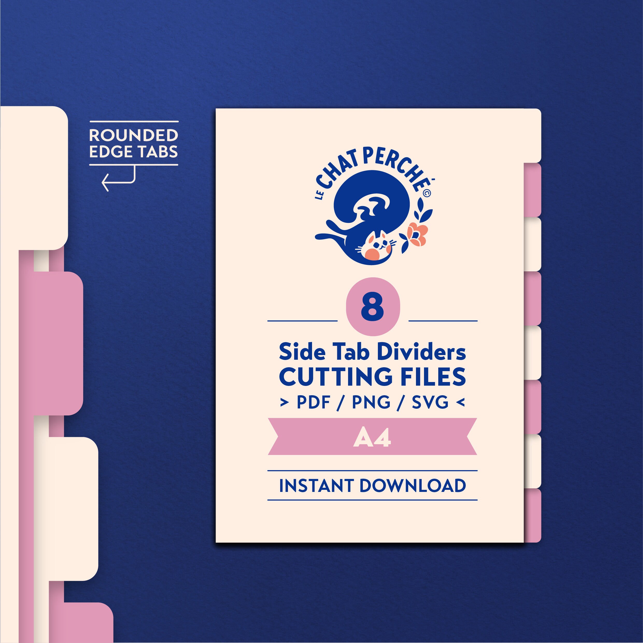 08 Side Tab Dividers for A4 Size Planner, Die Cutting Files Set Pdf ...