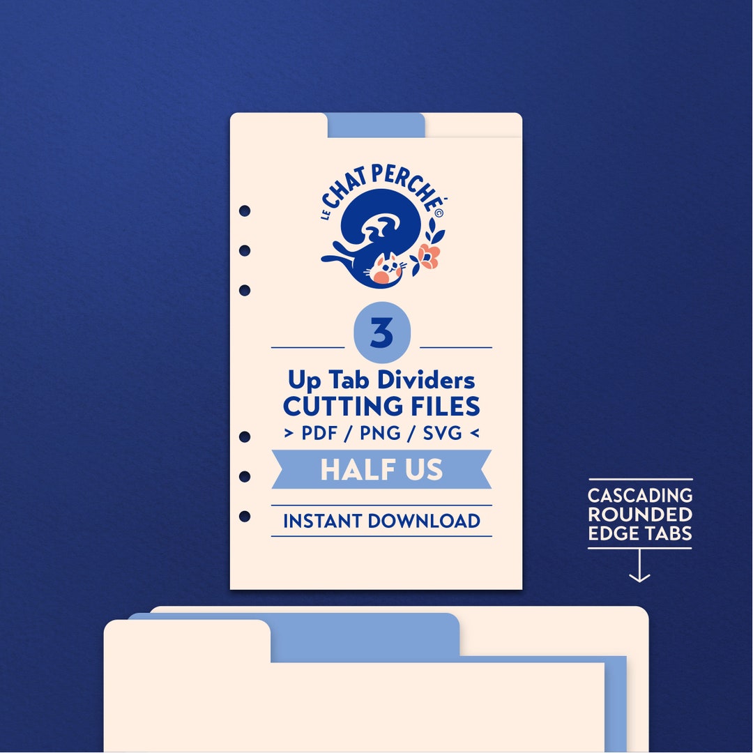 03 Top Tab Dividers for HALF LETTER Size Planner, Die Cutting Files Set ...