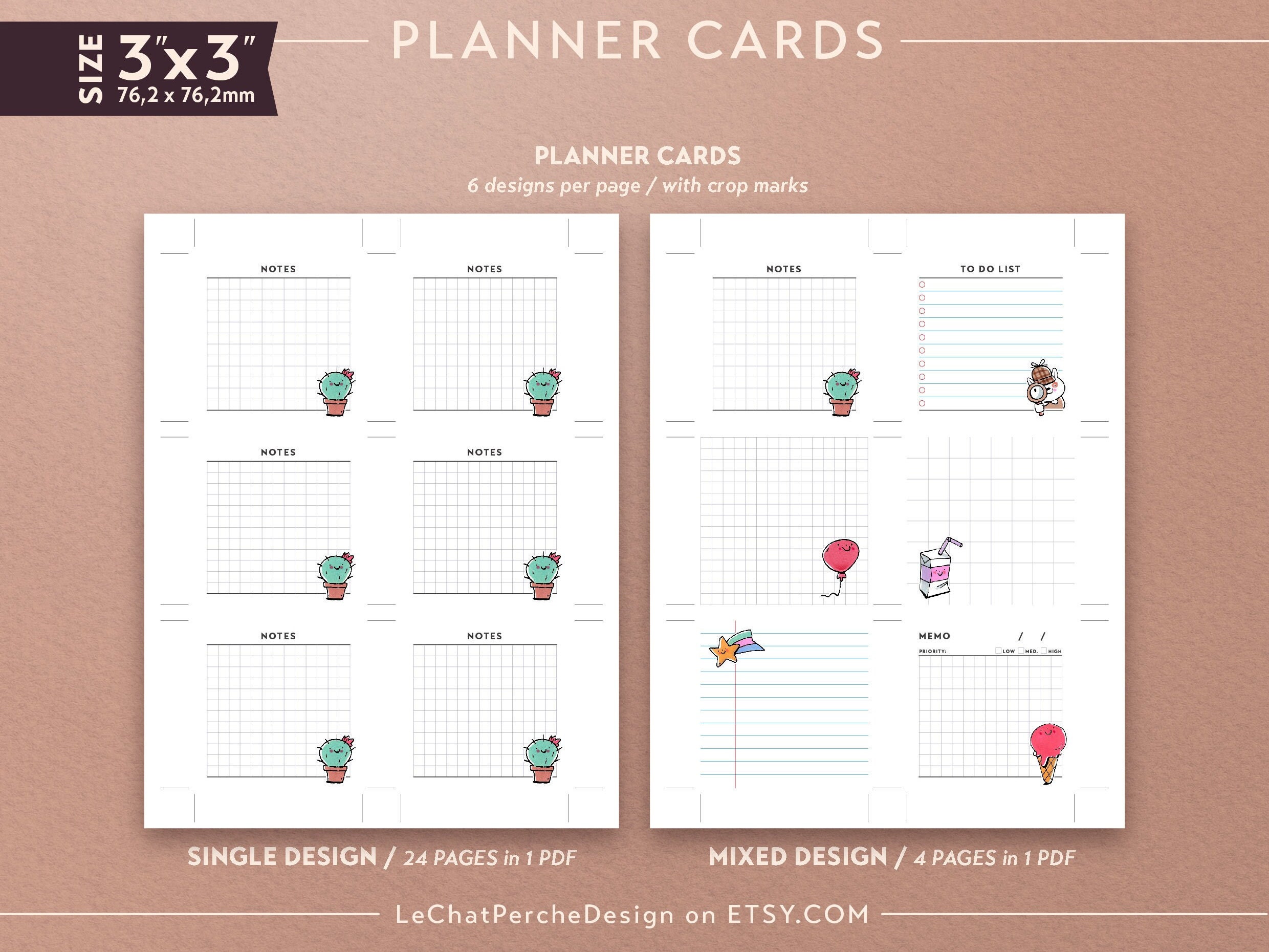 Sticky Notes Fun Drawing Printable, 3 X 3, Cute Notes, Planner Cards ...