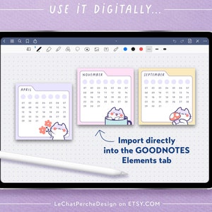 Kawaii Cat Perpetual Calendar Memo Sheets, Printable Stationery (PDF ...