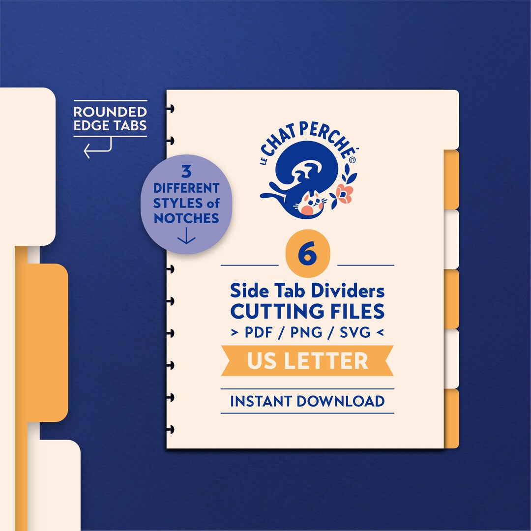 06 Side Tab Dividers for LETTER Size Disc Bound Planner, Die Cutting ...