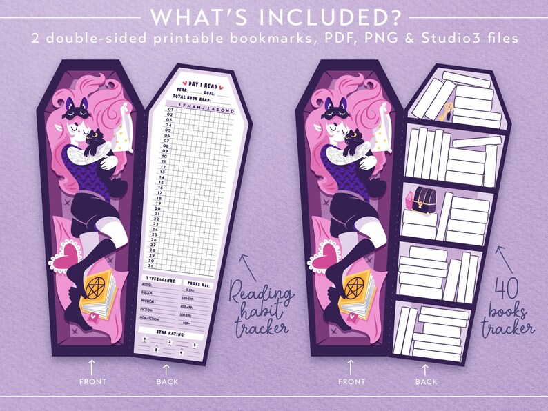 Vampire Bookmark: Gothic Book Tracker, Printable Bookmark (PNG, PDF) - Etsy